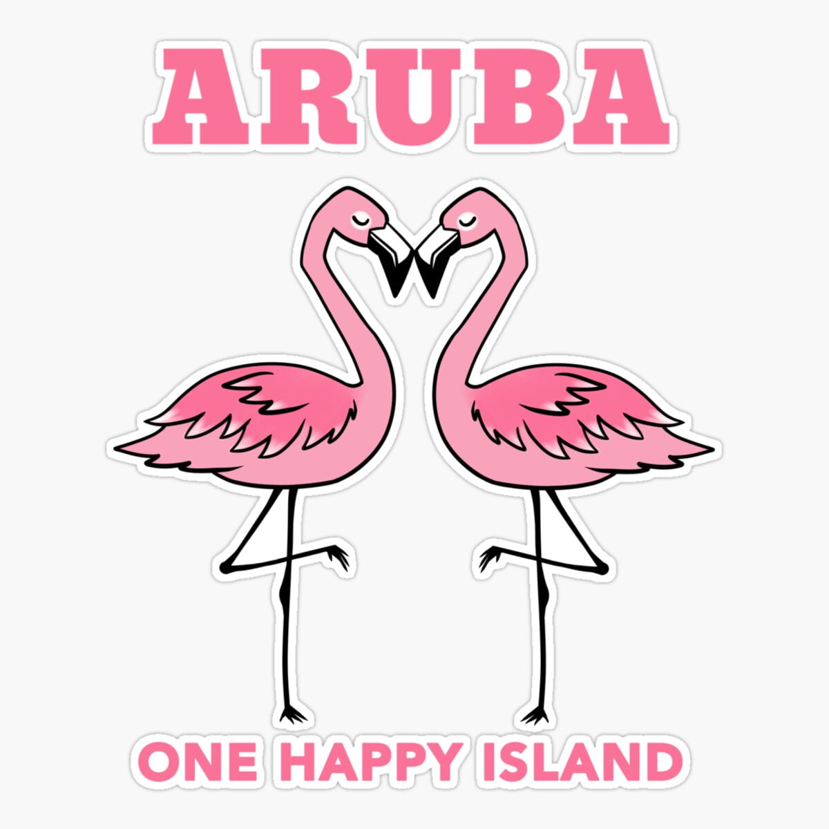 Onim One Happy Island Aruba Flamingos Sticker, Phone Decal Water Bottle ...