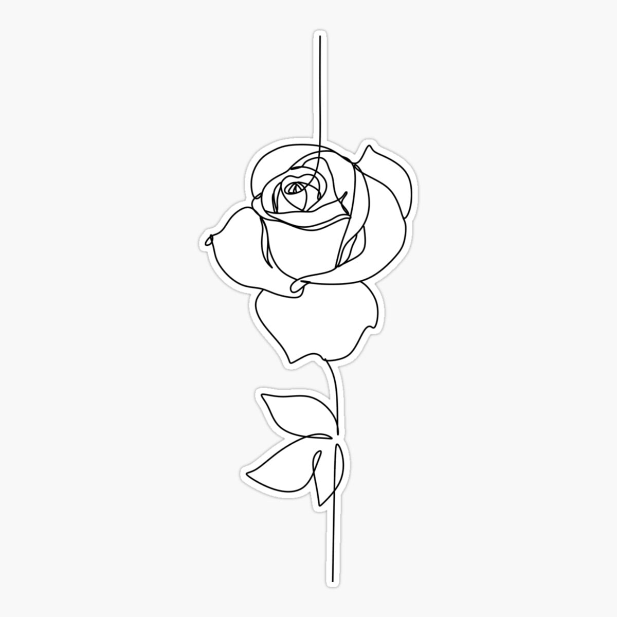 Onim One Line Rose. Botanical Line Print Sticker, Phone Decal Water ...