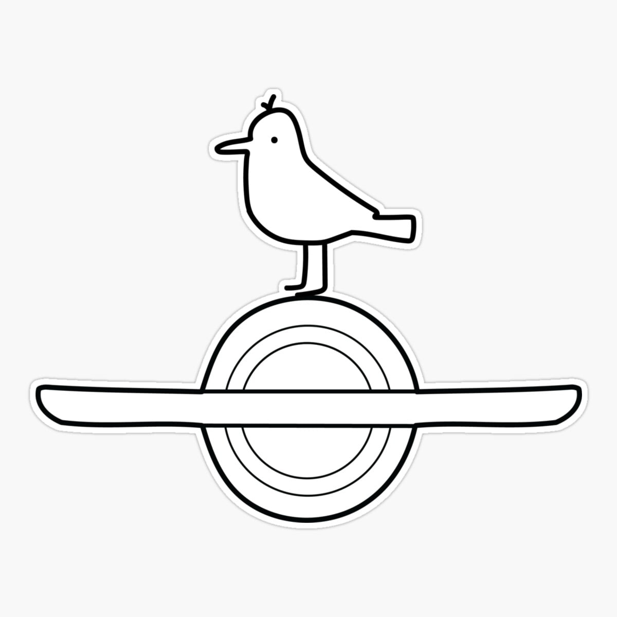 Onim One-Wheeling Seagull Outline Sticker, Phone Decal Water Bottle ...