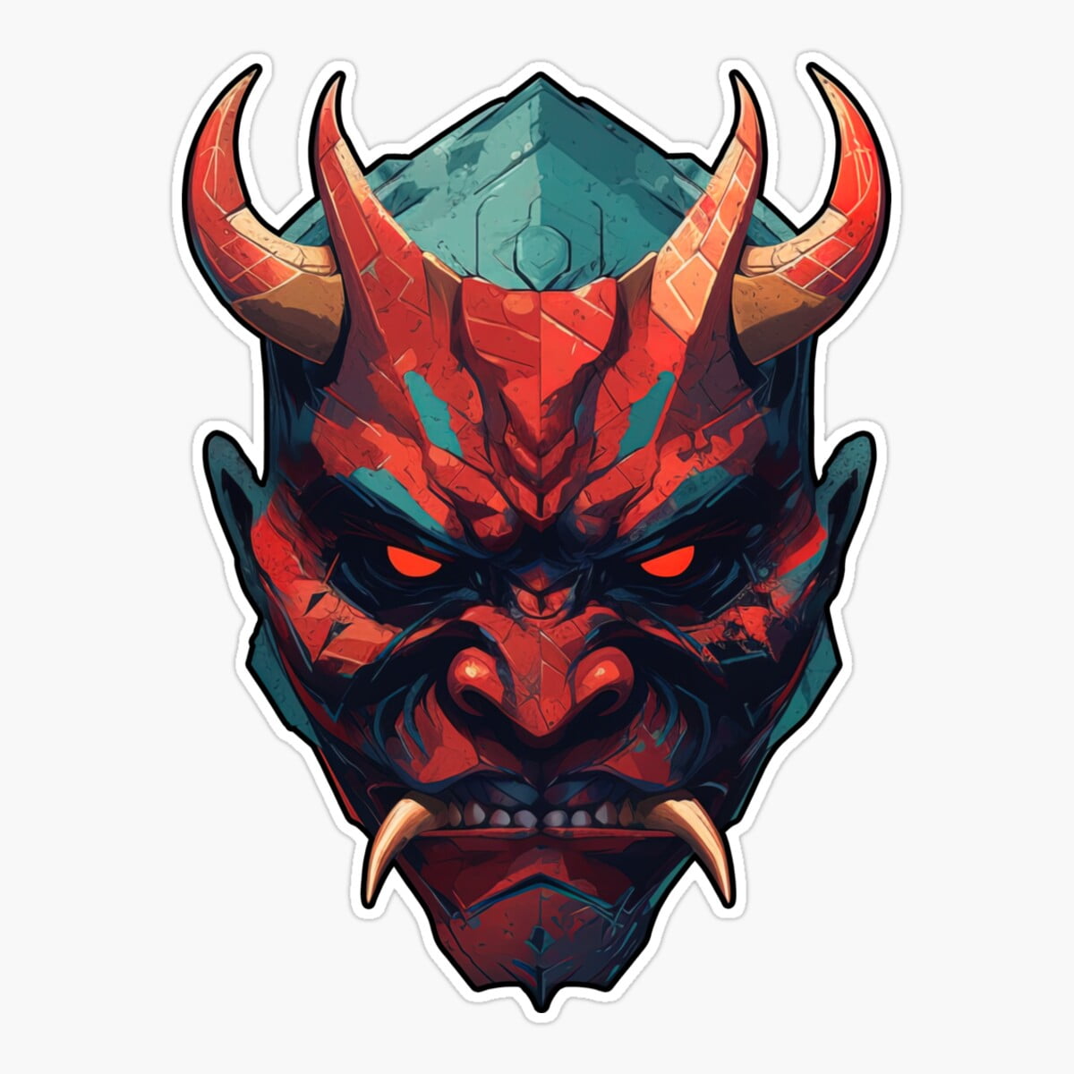 Onim Oni Demon Mask Carved From Japanese Stone. Sticker, Phone Decal ...