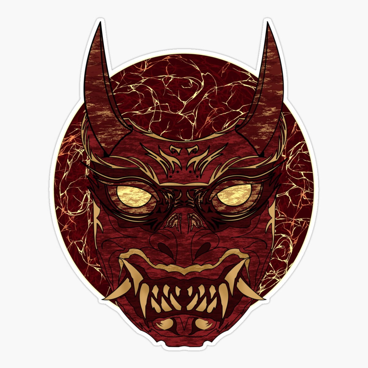 Onim Oni (Demon) Mask Sticker, Phone Decal Water Bottle Stickers Car ...