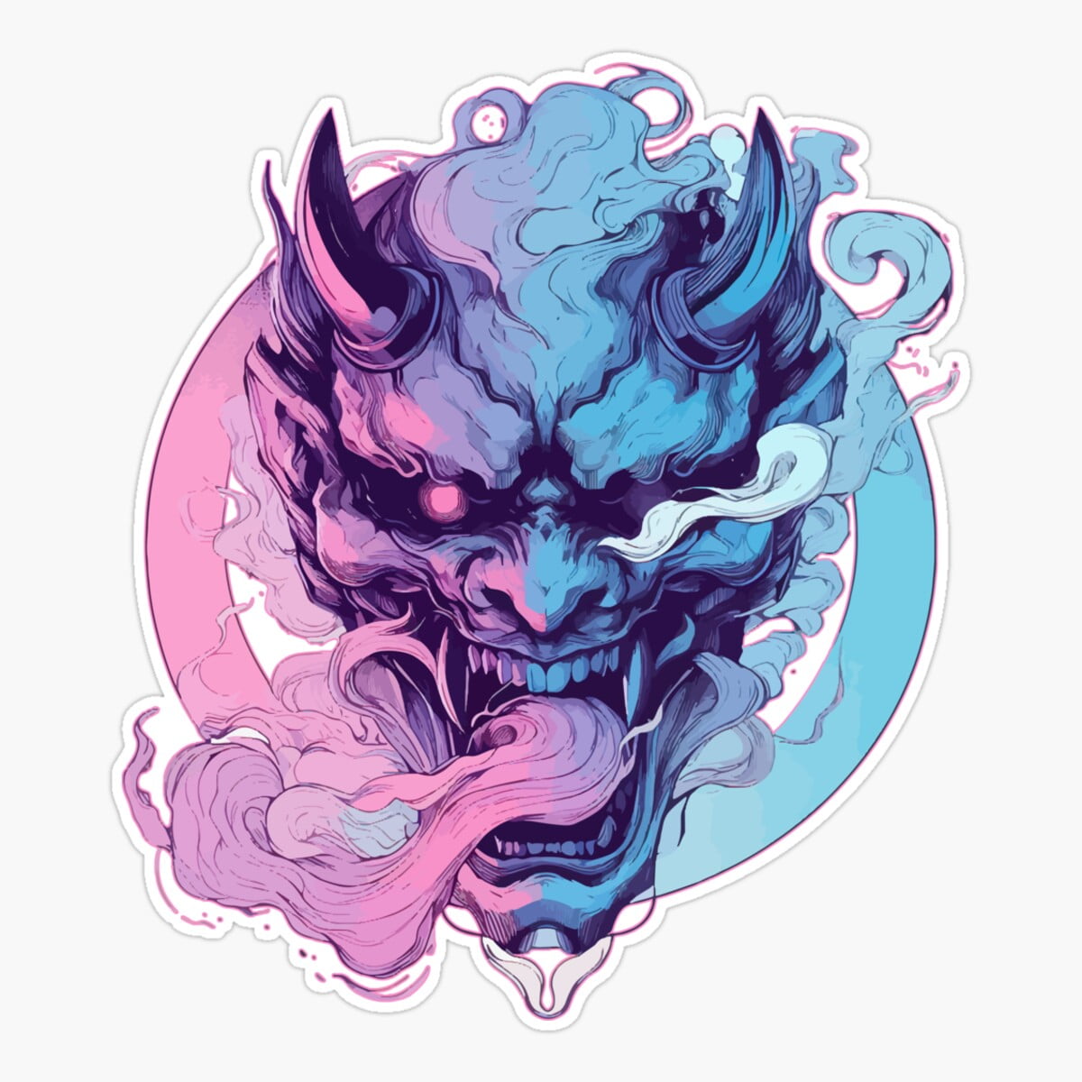 Onim Oni Demon Samurai Hannya Ogre Pink Purple Sticker, Phone Decal ...
