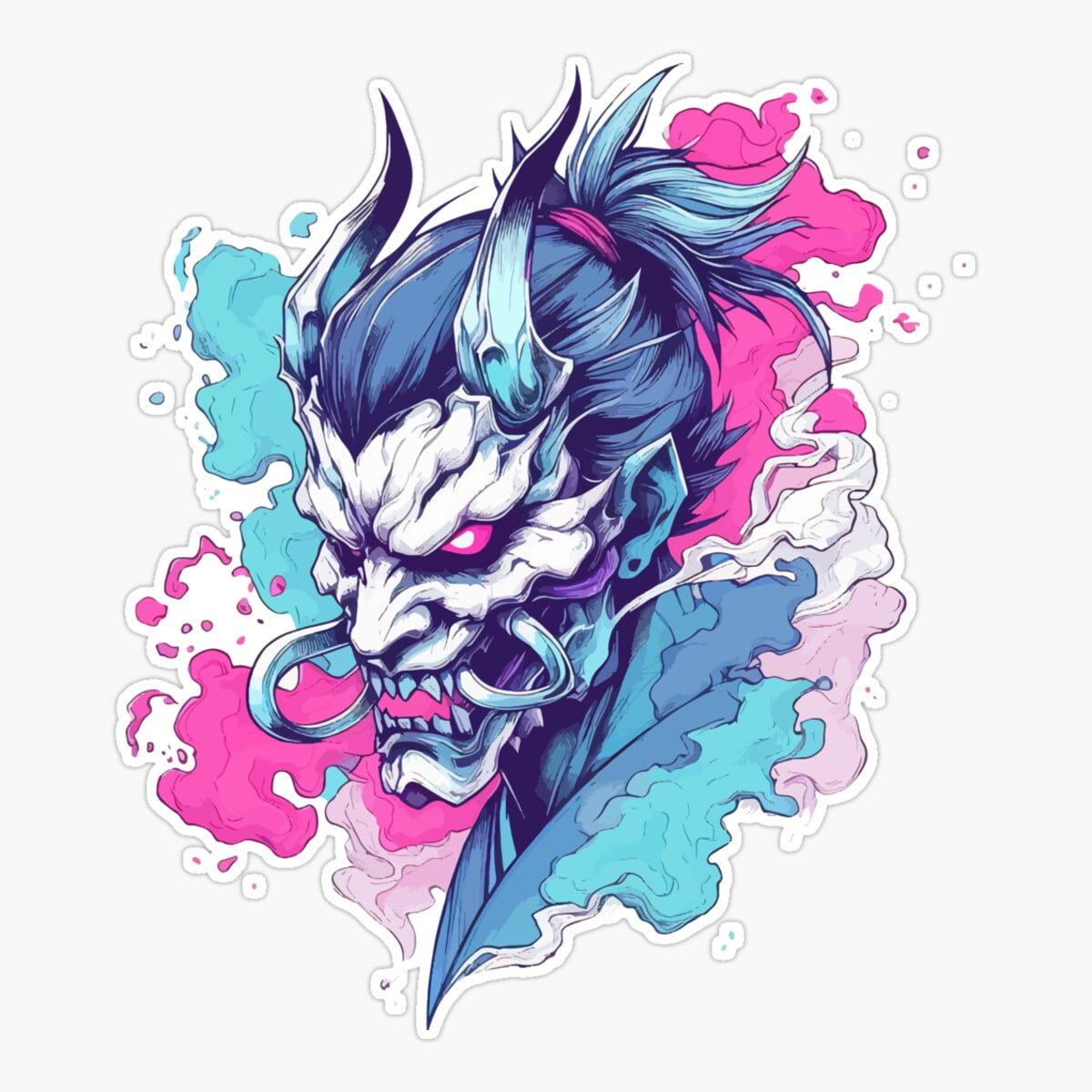 Onim Oni Demon Samurai Hannya Ogre Sticker, Phone Decal Water Bottle ...