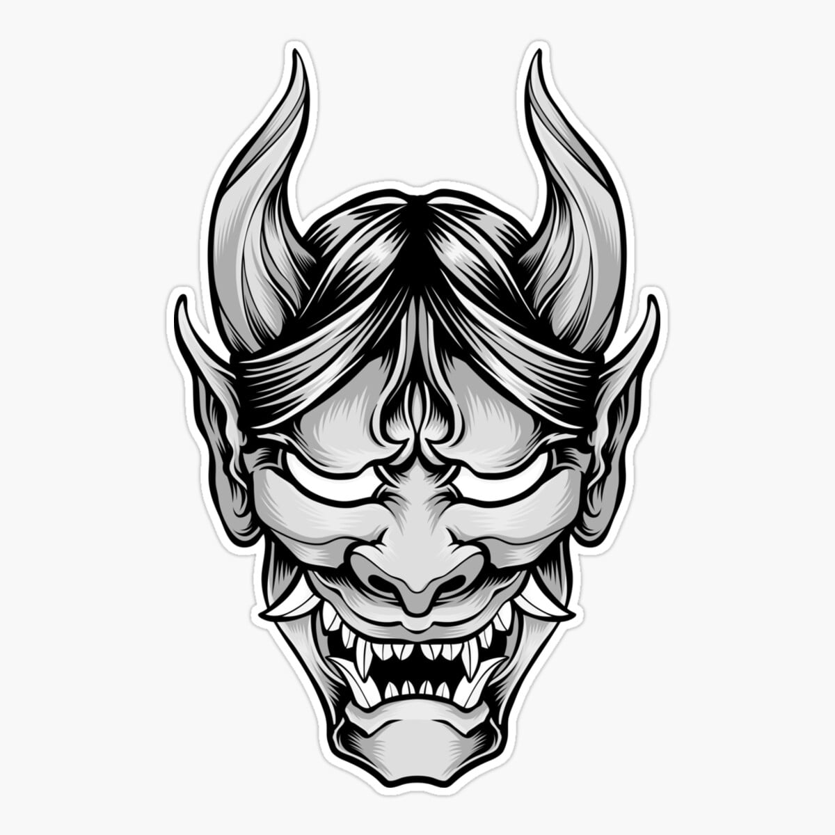 Onim Oni Hannya Japanese Demon Tattoo Style Sticker, Phone Decal Water ...