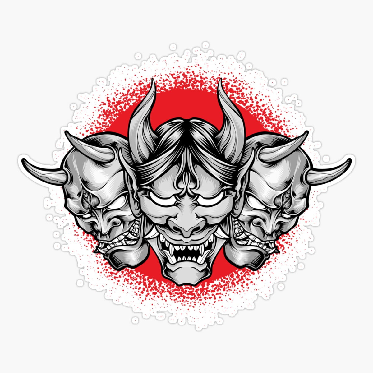 Onim Oni Japanese Demons Hannya Tattoo Style Sticker, Phone Decal Water ...
