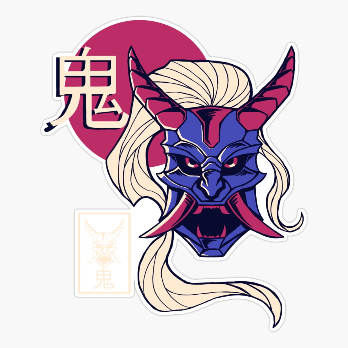 Onim Oni Japanese Sticker, Phone Decal Water Bottle Stickers Car Decals ...