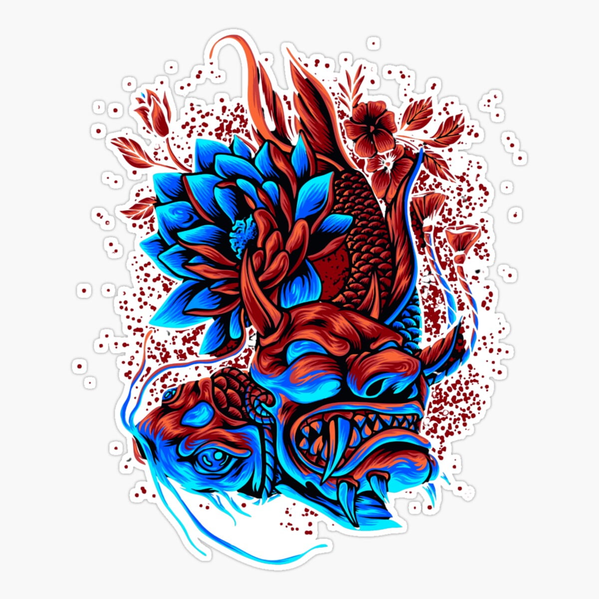Onim Oni Koi Flower Balance Sticker, Phone Decal Water Bottle Stickers ...