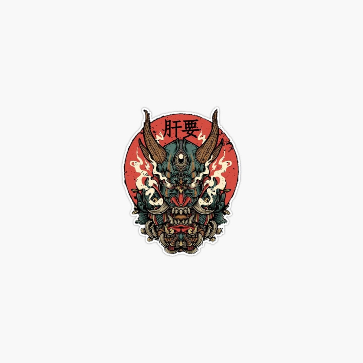Onim Oni Mask Japanese Culture Art M ByTe Sticker - Walmart.com