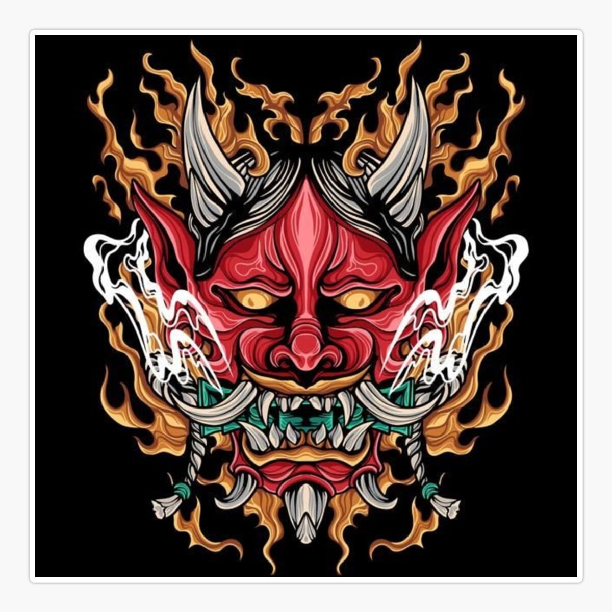 Onim Oni Mask Japanese Culture Art M Byte Sticker, Phone Decal Water ...