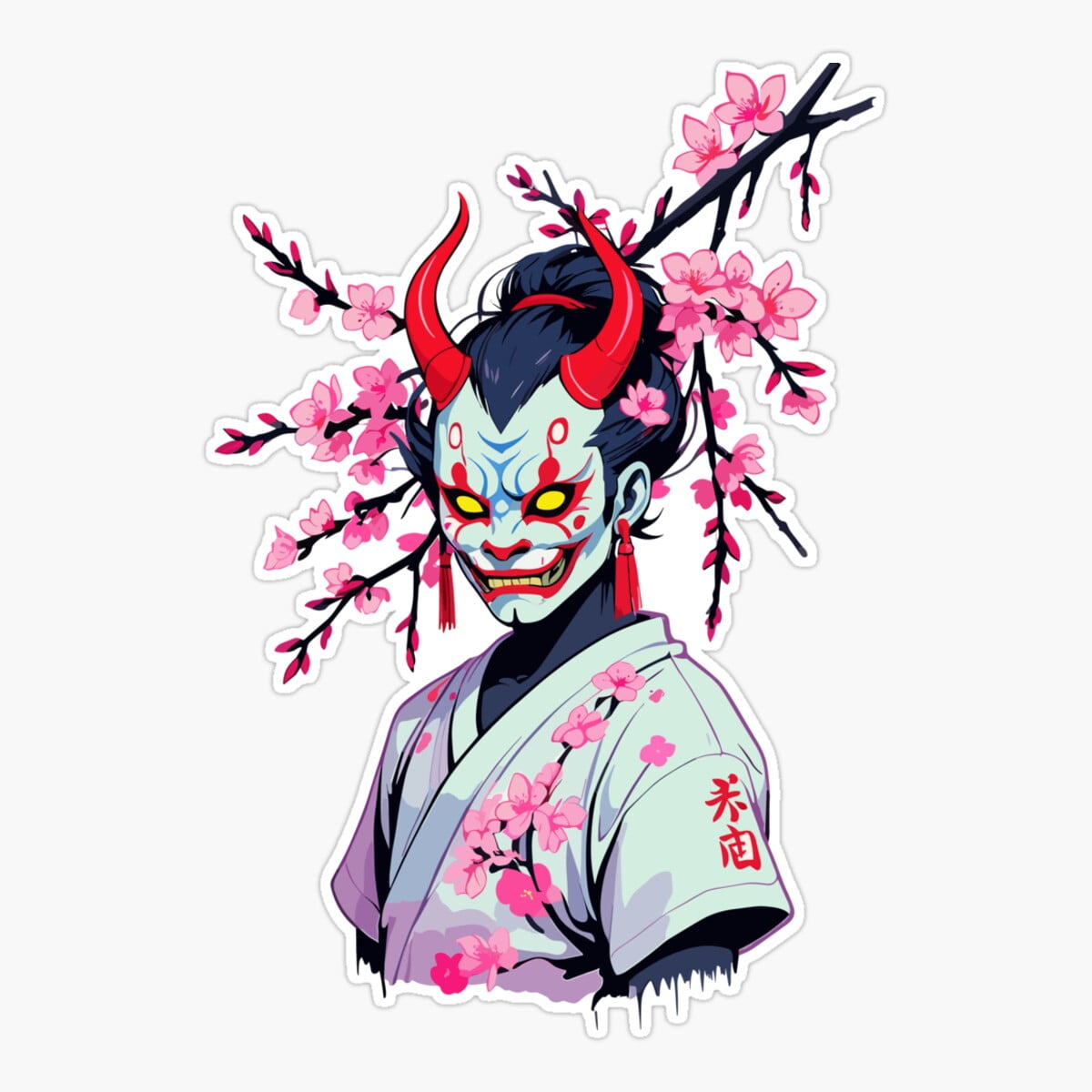 Onim Oni Samurai Vaporwave Aesthetic Japan Culture Sticker, Phone Decal ...