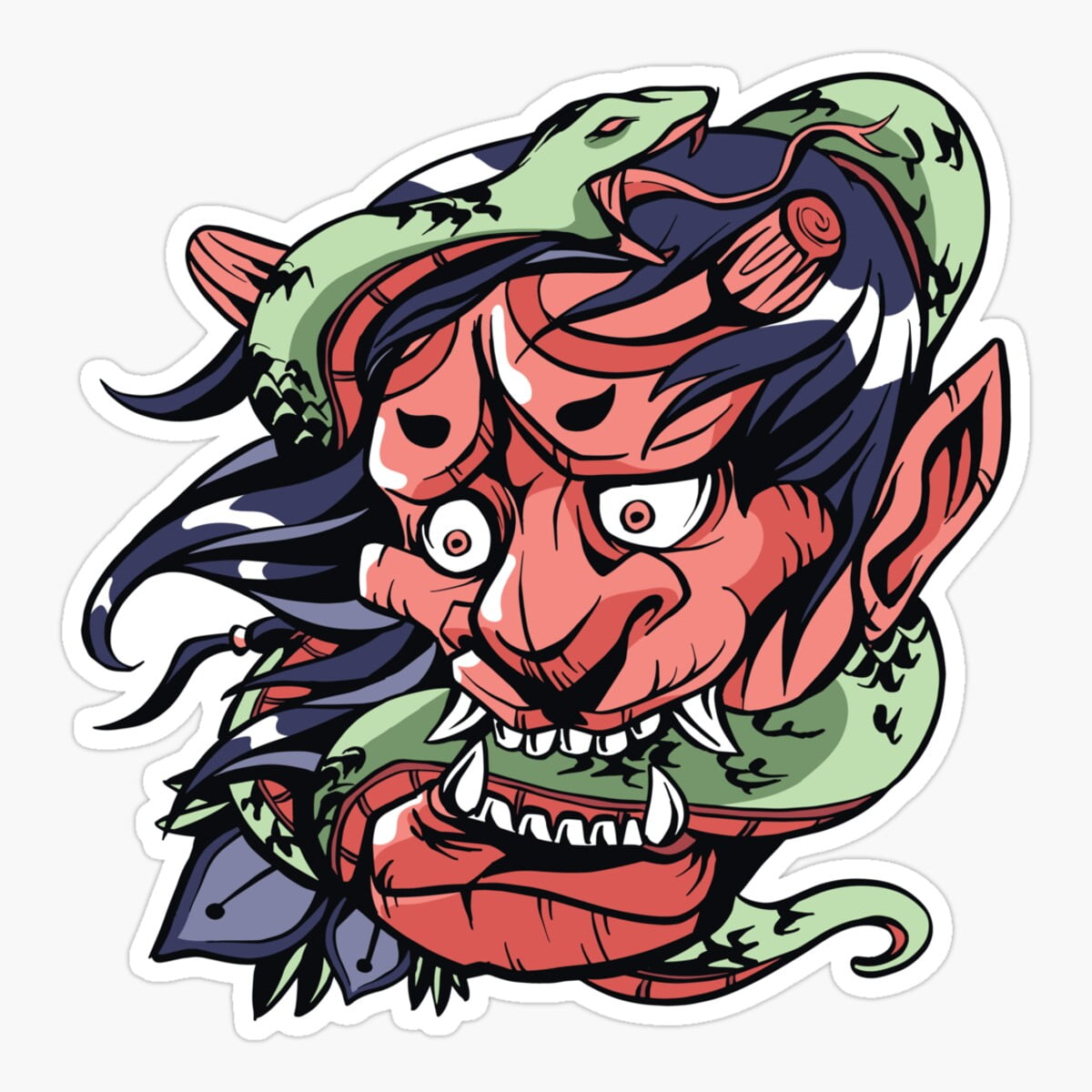 Onim Oni With Snake Sticker, Phone Decal Water Bottle Stickers Car ...