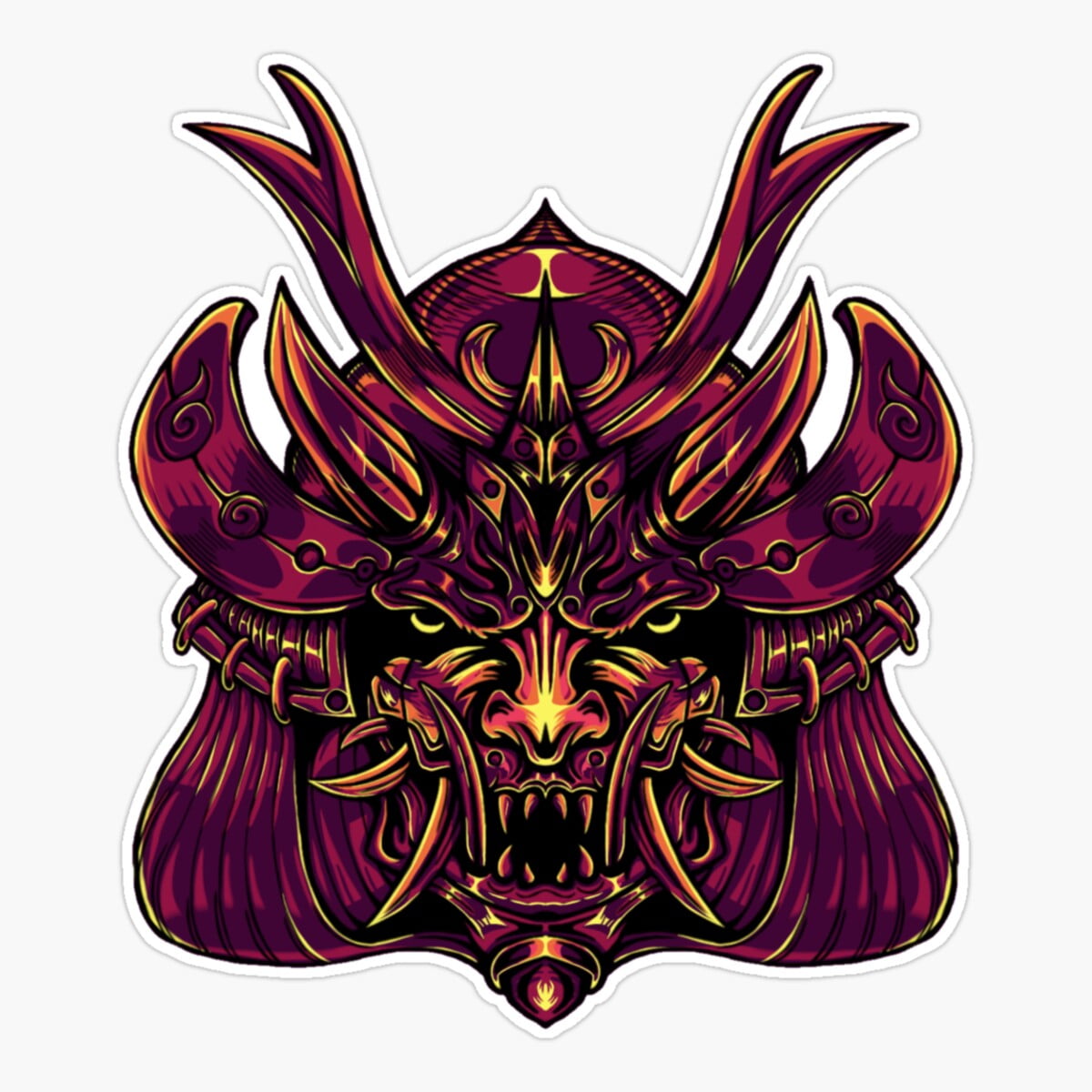 Onim Onimusha Samurai Mask Helmet Sticker, Phone Decal Water Bottle Stickers Car Decals, Funny ...