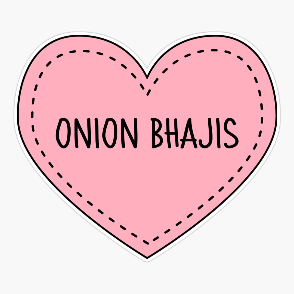 Onim Onion Bhajis Cute Pink Cottagecore Heart Indian Food Sticker ...