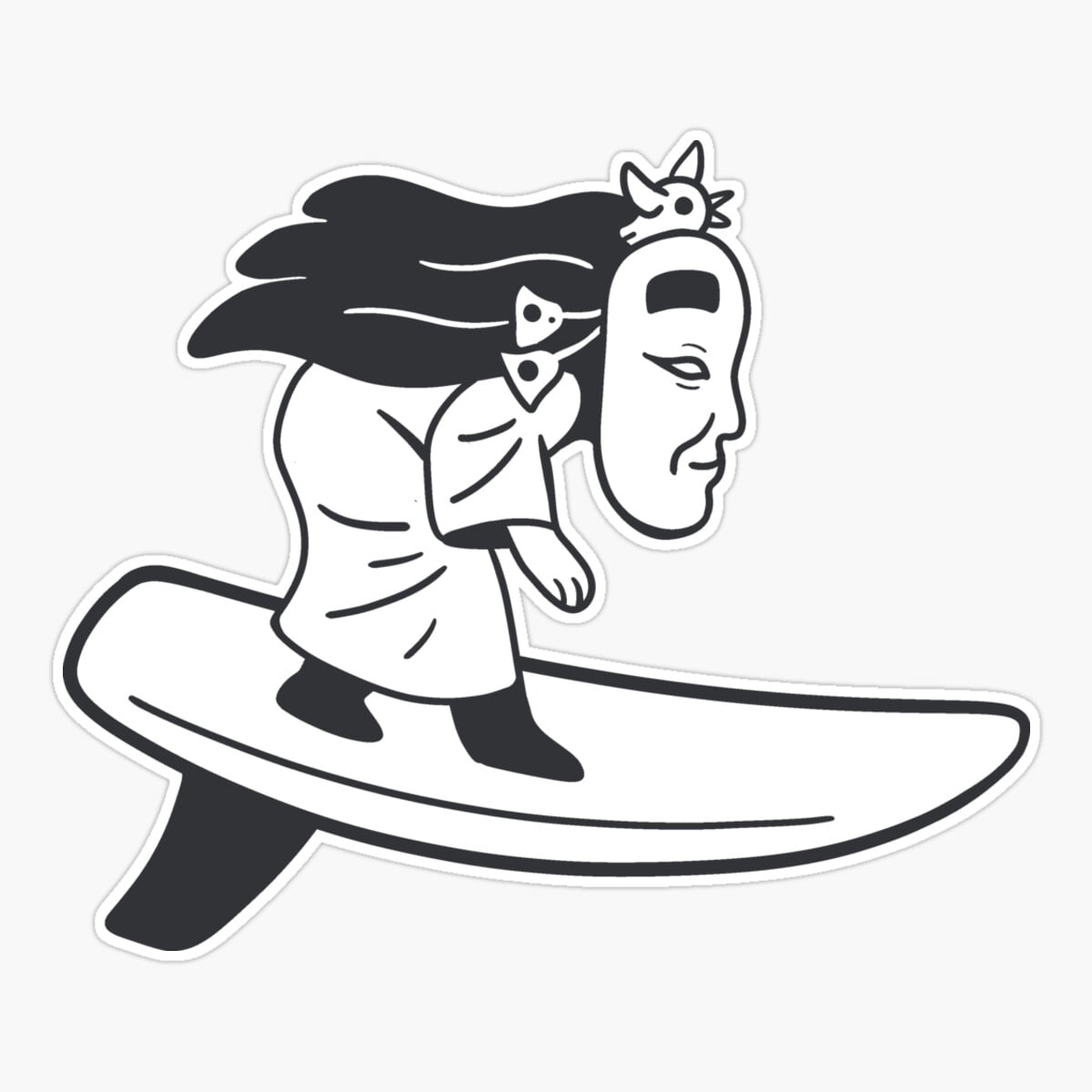 Onim Onna Men Is Surfing. Japanese Performer On Simmer Break Sticker ...