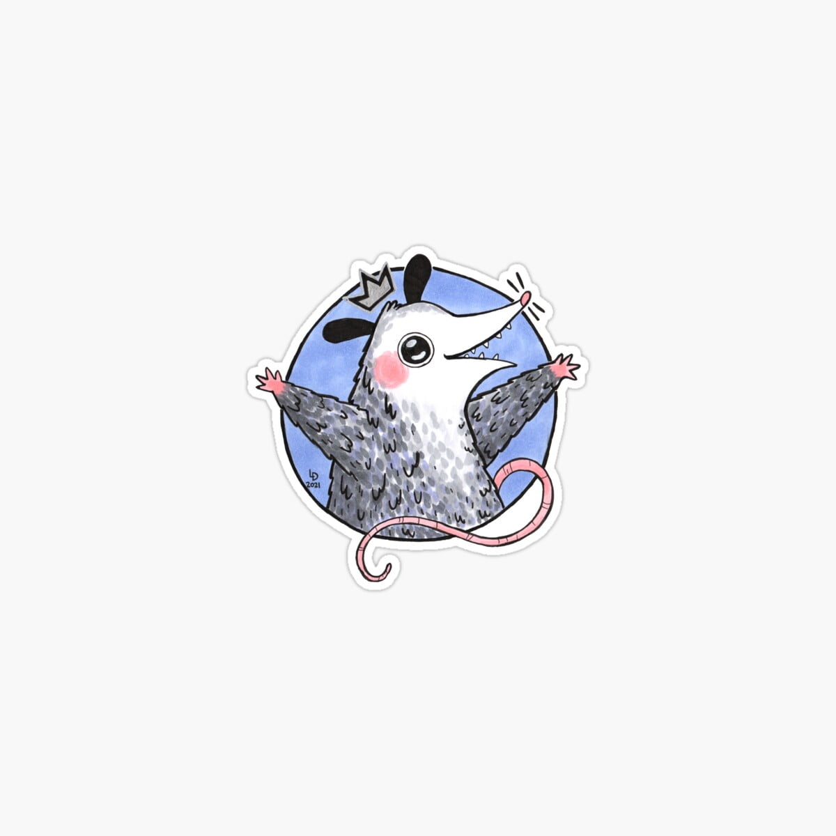 Onim Opossum King Sticker, Phone Decal Water Bottle Stickers Car Decals ...