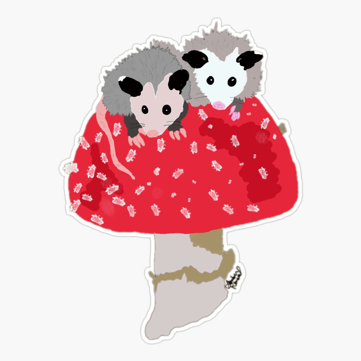 Onim Opossum Mushroom Sticker, Phone Decal Water Bottle Stickers Car ...