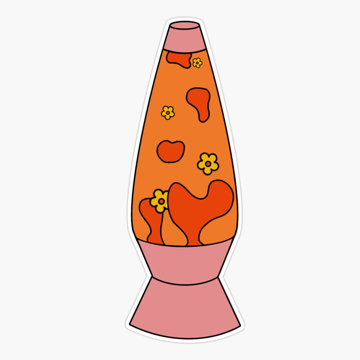 Onim Orange 70S Funky Retro Lava Lamp Sticker, Phone Decal Water Bottle ...