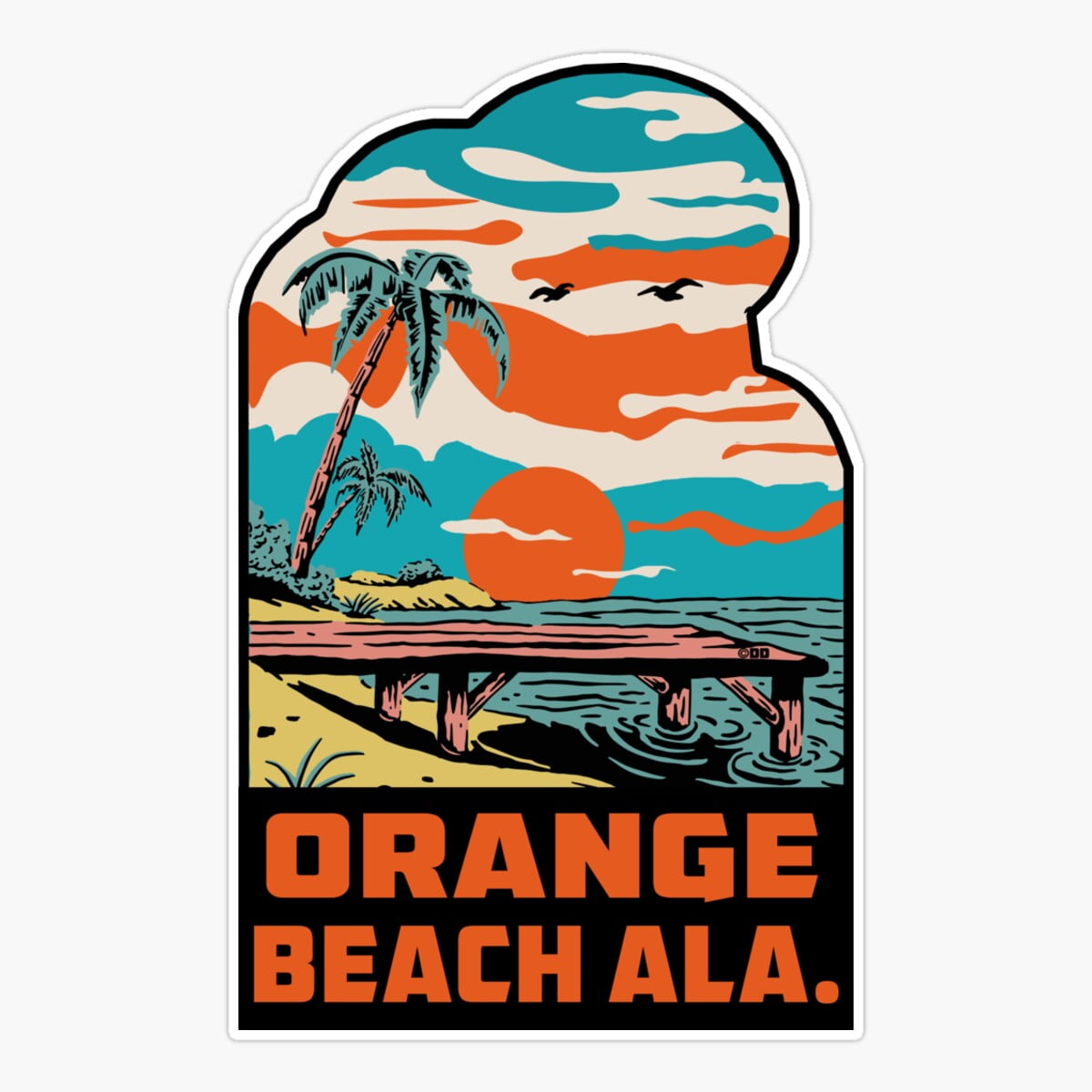 Onim Orange Beach Alabama Al Sticker, Phone Decal Water Bottle Stickers ...