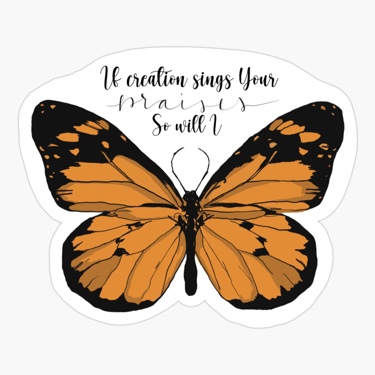 Onim Orange Butterfly Sticker, Phone Decal Water Bottle Stickers Car ...