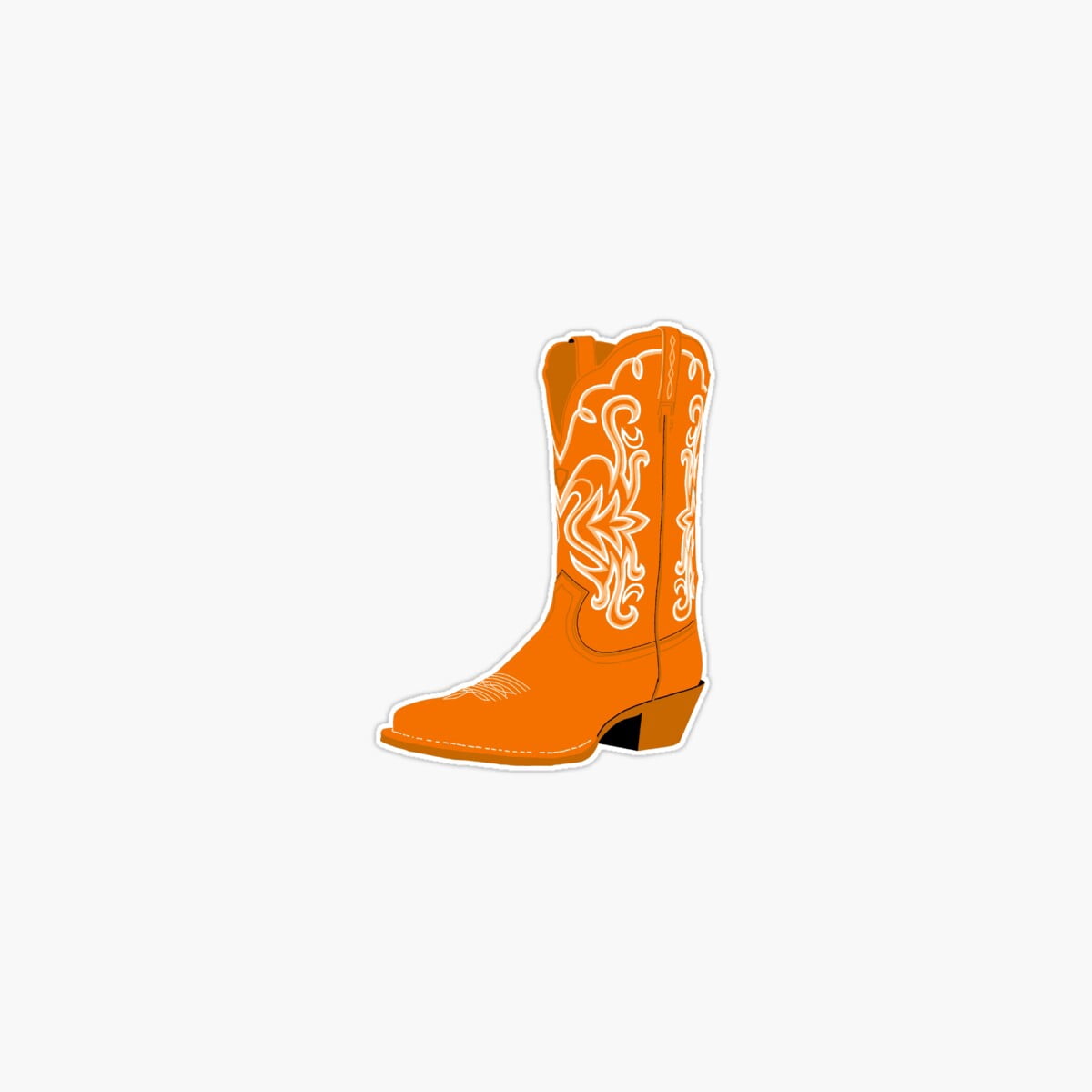 Onim Orange Cowboy Boot Sticker, Phone Decal Water Bottle Stickers Car ...