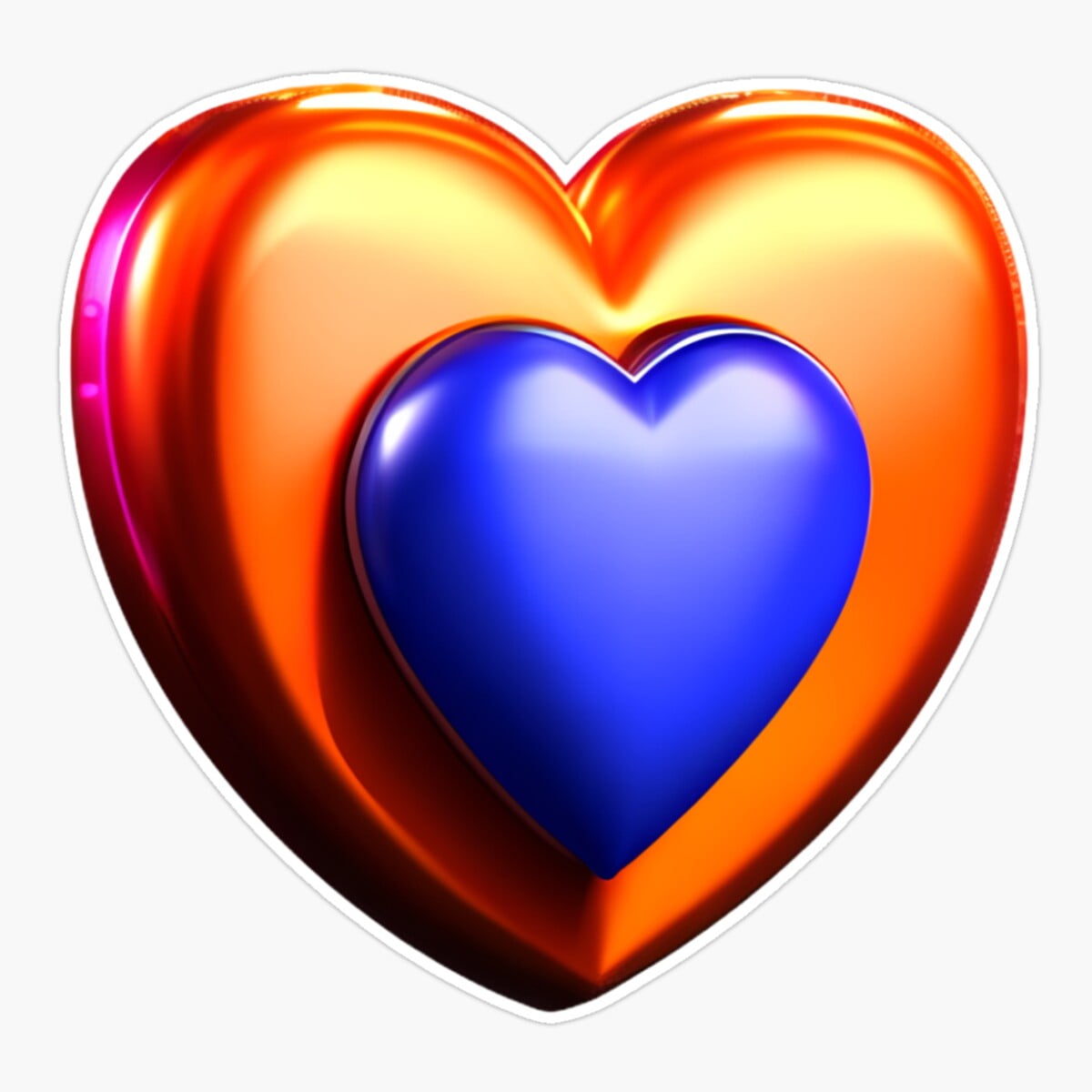 Onim Orange Heart With Blue Heart: T-Shirt & More Designs Sticker ...