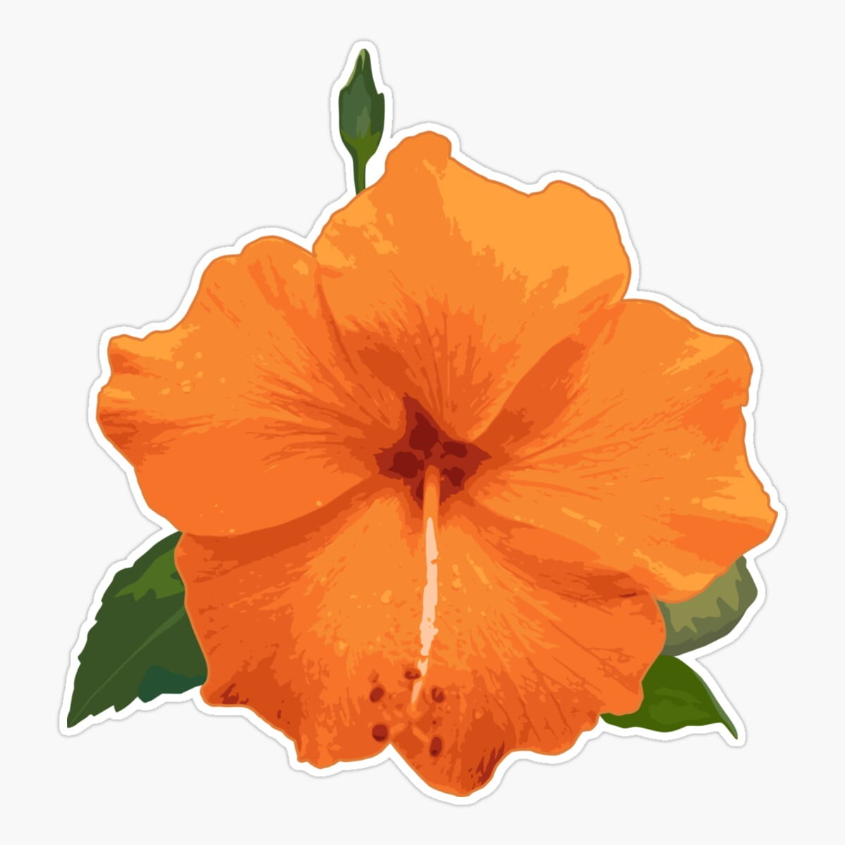 Onim Orange Hibiscus Flower Sticker, Phone Decal Water Bottle Stickers ...