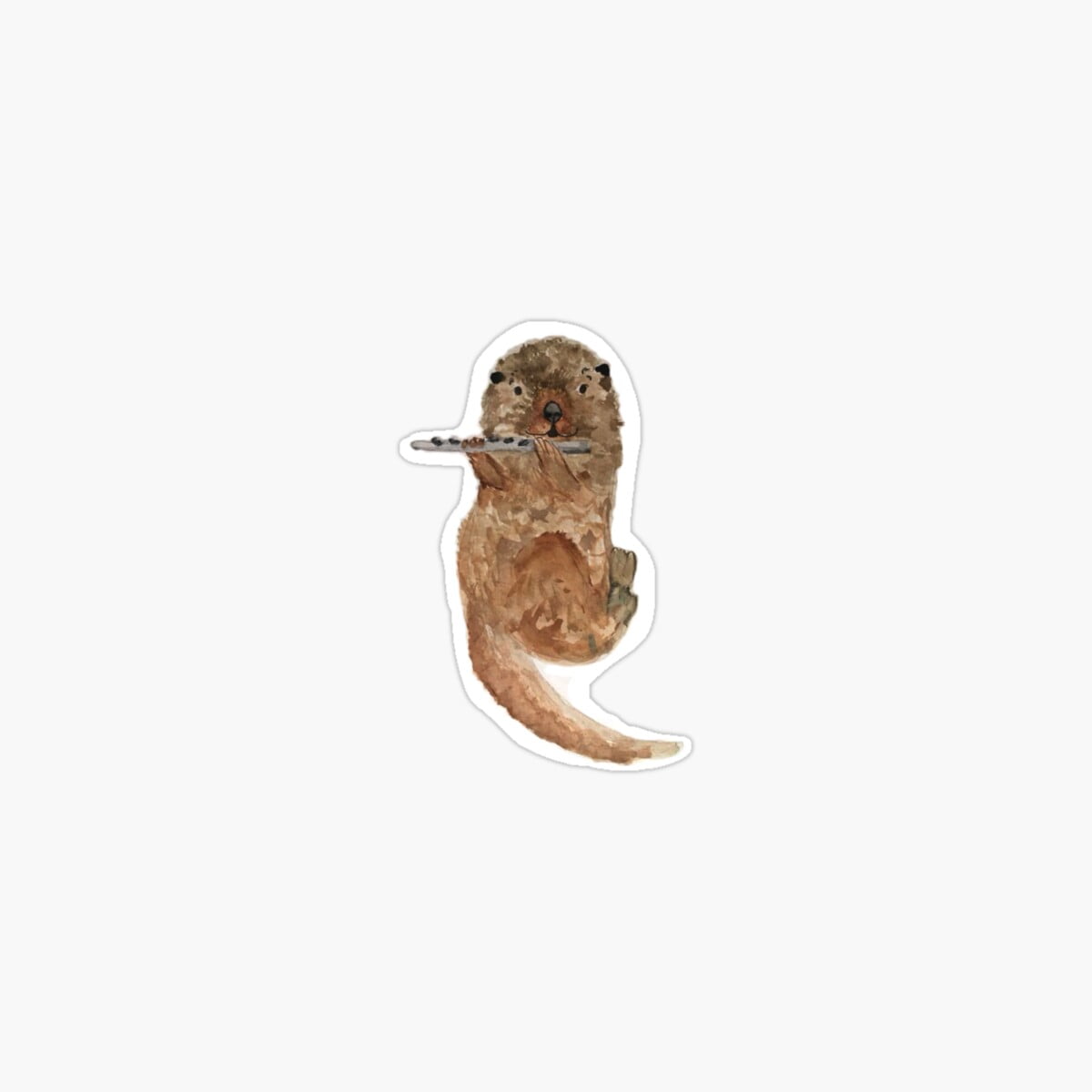 Onim Otter playing the flute Sticker - Walmart.com