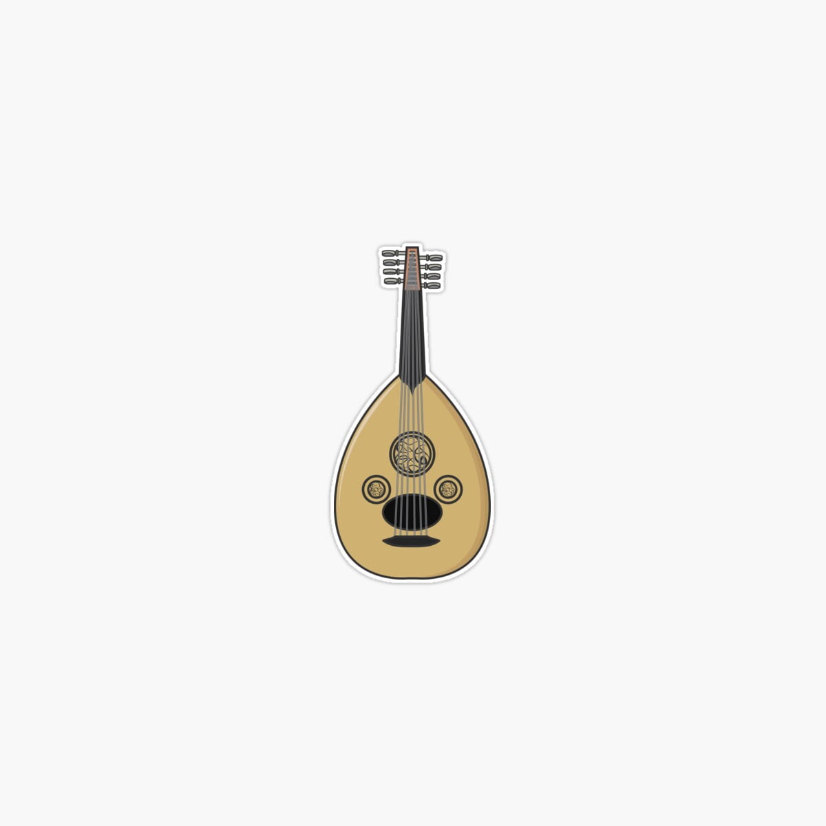 Onim Oud Instrument Arabic Music Sticker, Phone Decal Water Bottle ...