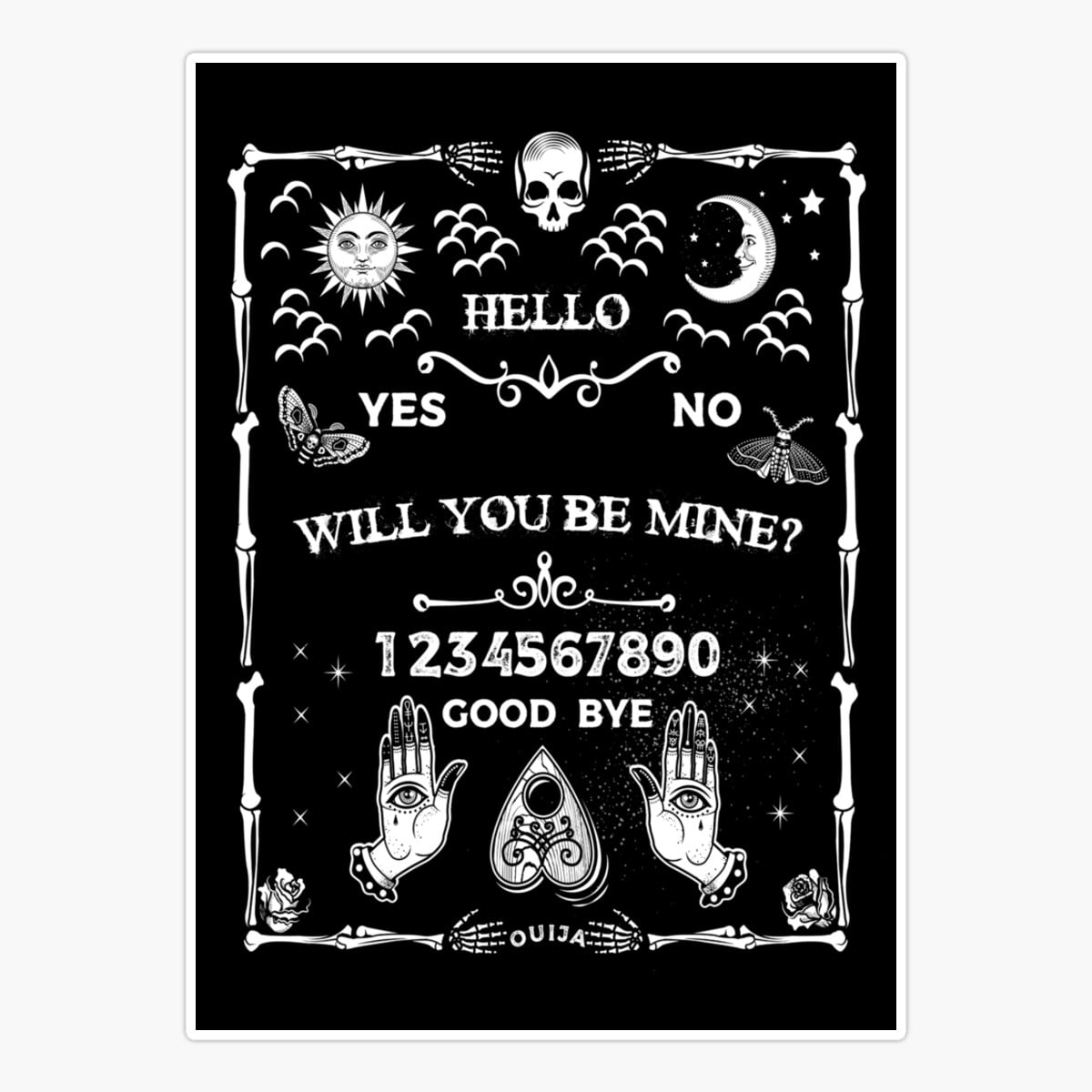 Onim Ouija Witchy Gothic Valentine Anniversary Card Sticker, Phone ...
