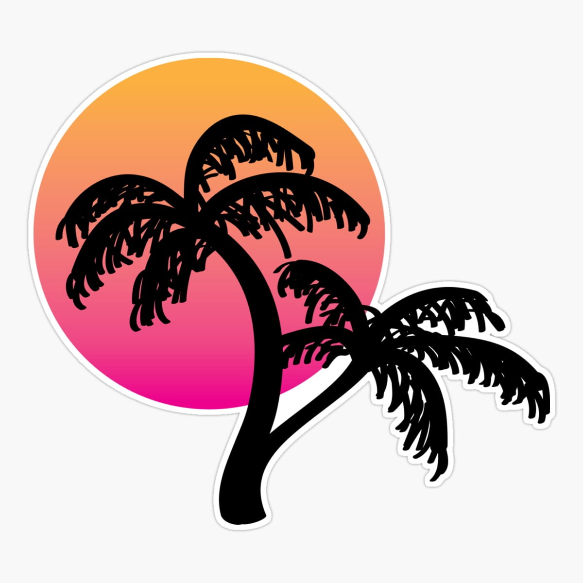 Onim Outrun Palm Tree Sunset Sticker, Phone Decal Water Bottle Stickers ...