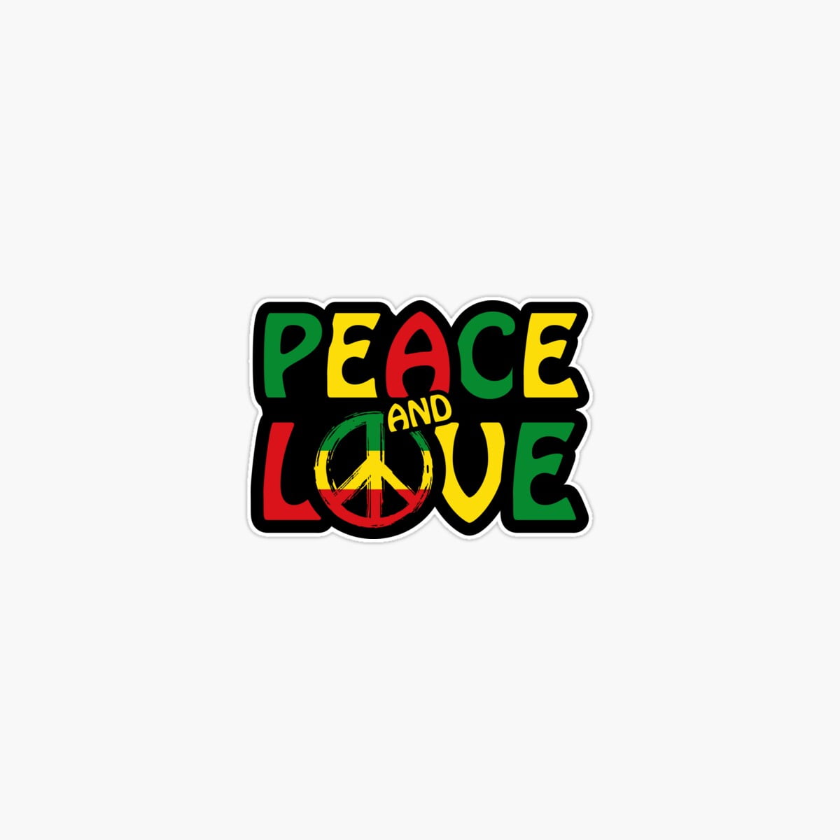 Onim PEACE AND LOVE, with Peace Symbol and Reggae Colors Sticker ...