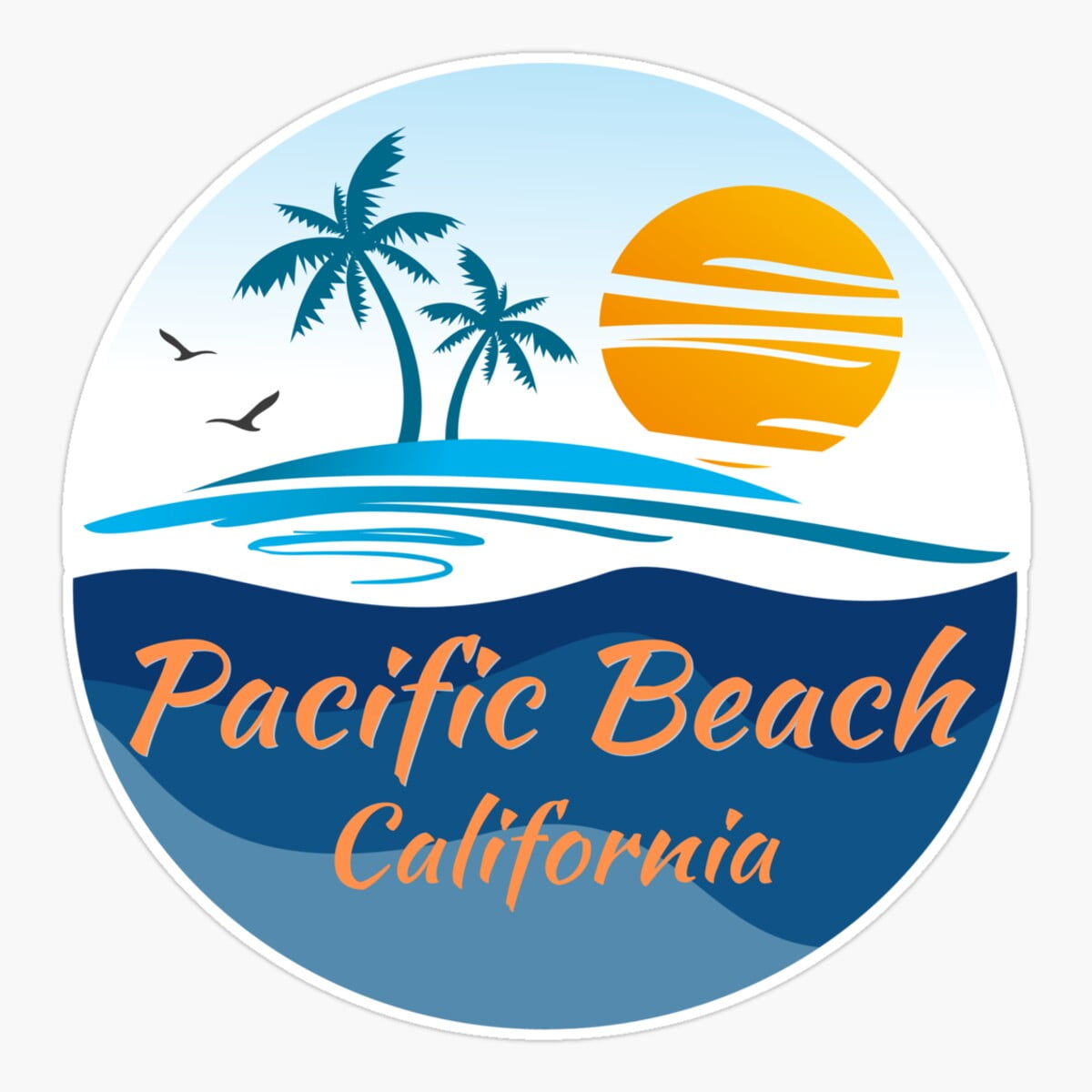 Onim Pacific Beach In San Diego, California Sticker, Phone Decal Water ...