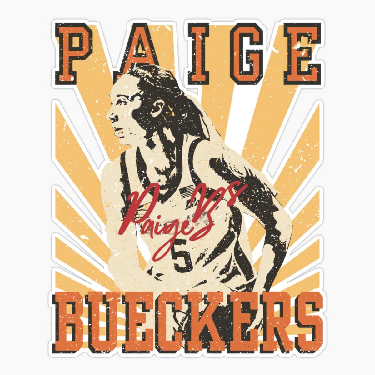 Onim Paige Bueckers Vintage Retro Sticker, Phone Decal Water Bottle ...