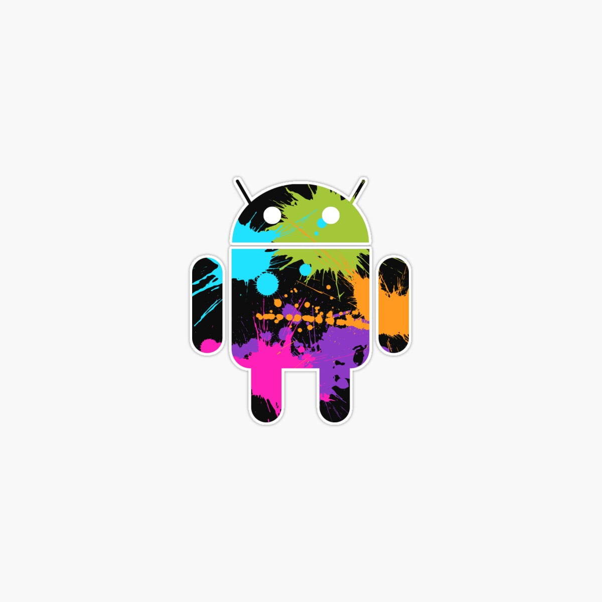 Onim Paint Splattered Android Logo Sticker, Phone Decal Water Bottle ...