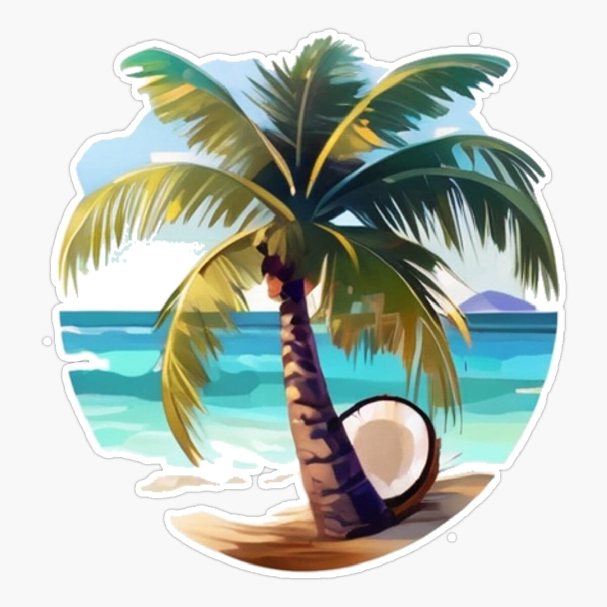 Onim Palm And Coconut Sticker, Phone Decal Water Bottle Stickers Car ...