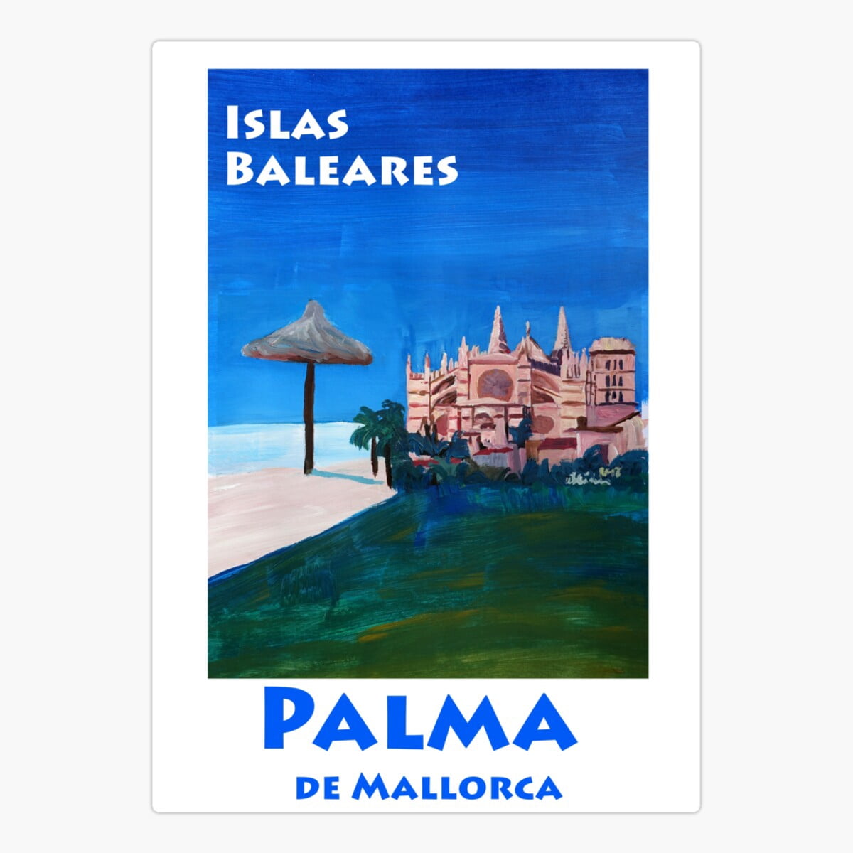 Onim Palma De Mallorca With La Seu Cathedral - Retro Vintage Poster ...