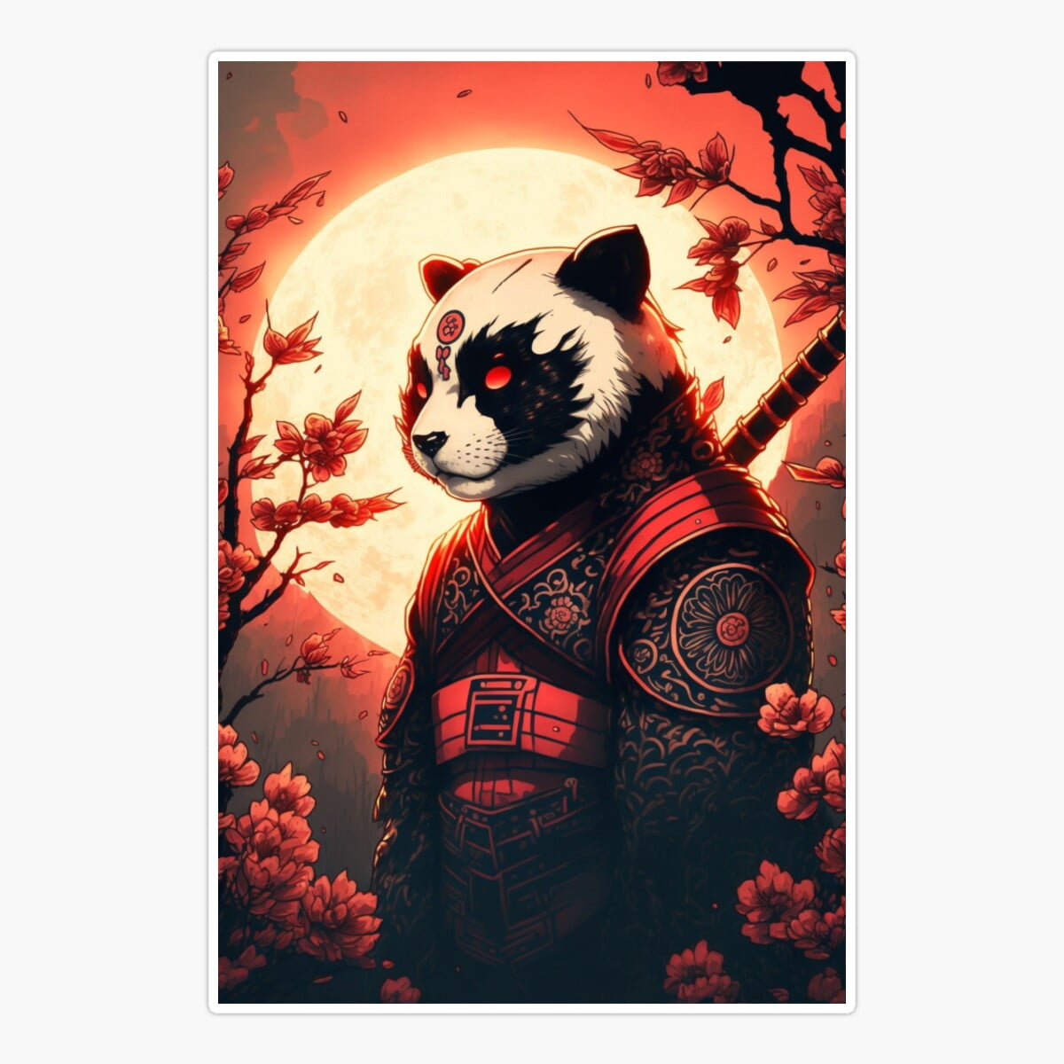 Onim Panda Anime Samurai Sticker, Phone Decal Water Bottle Stickers Car ...