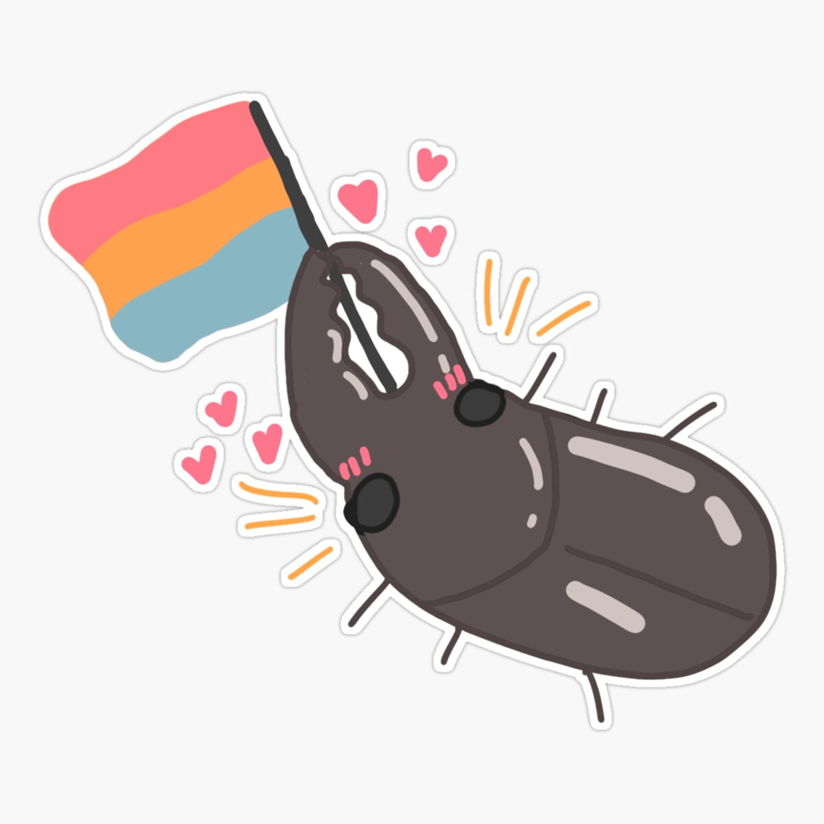 Onim Pansexual Pride Beetle Sticker, Phone Decal Water Bottle Stickers ...