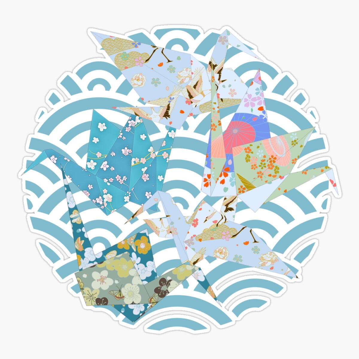 Onim Paper Cranes Sticker, Phone Decal Water Bottle Stickers Car Decals ...