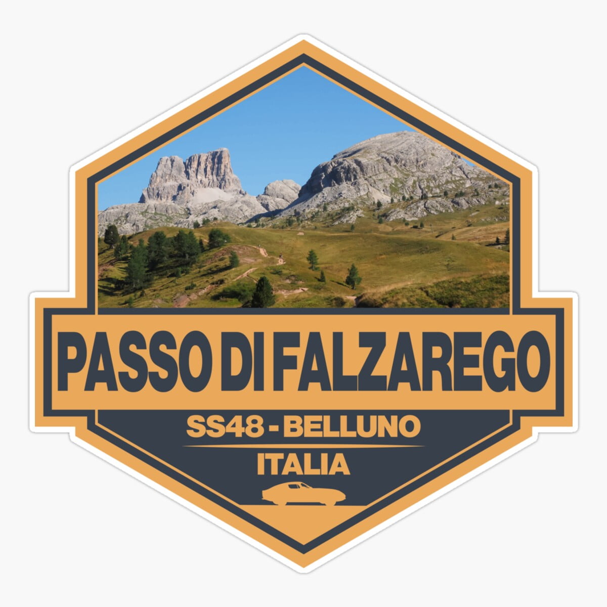 Onim Passo Di Falzarego Italy Falzarego Pass Travel Art Badge Sticker ...