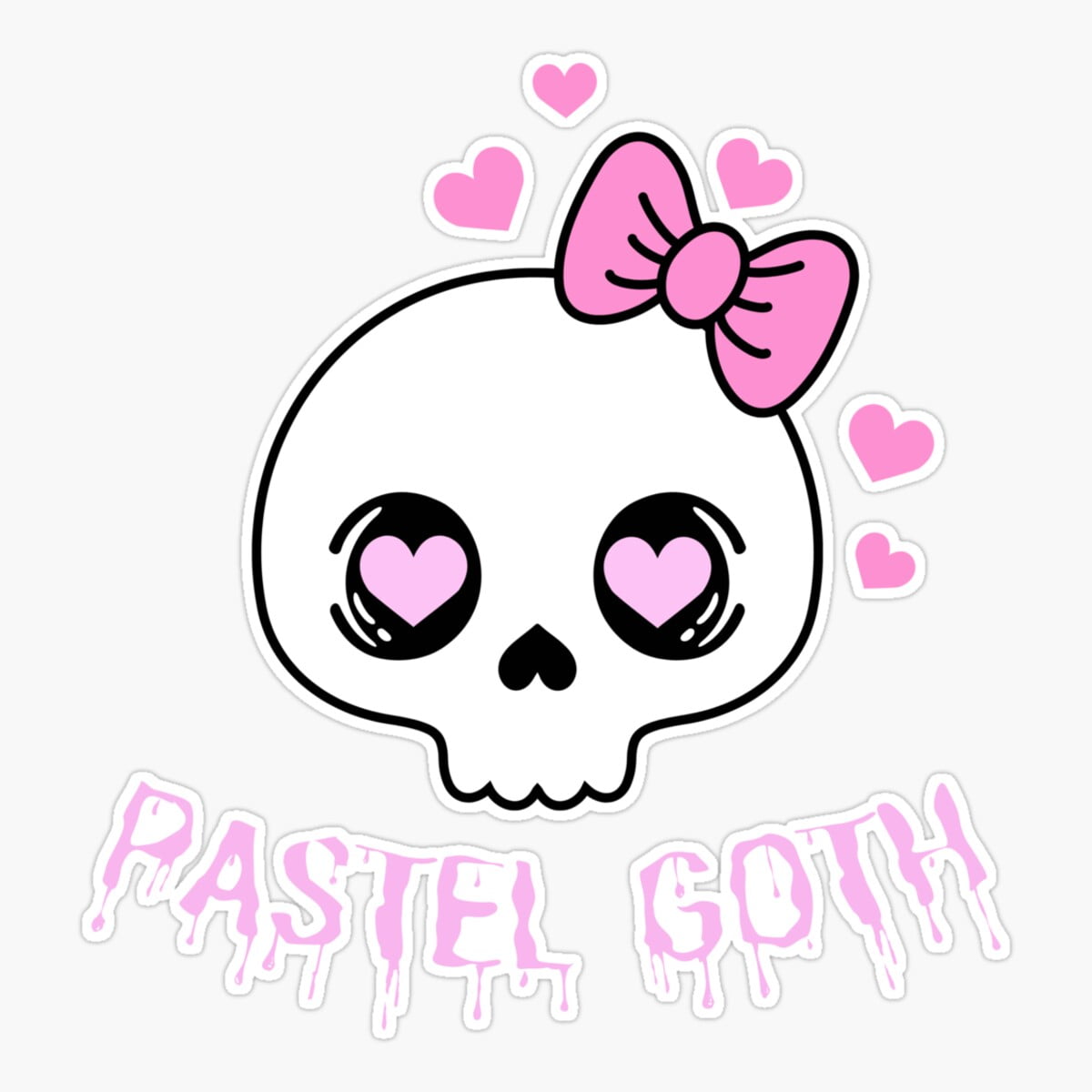 Onim Pastel Goth Skull Gothcore Kawaii Light Academia Sticker, Phone ...