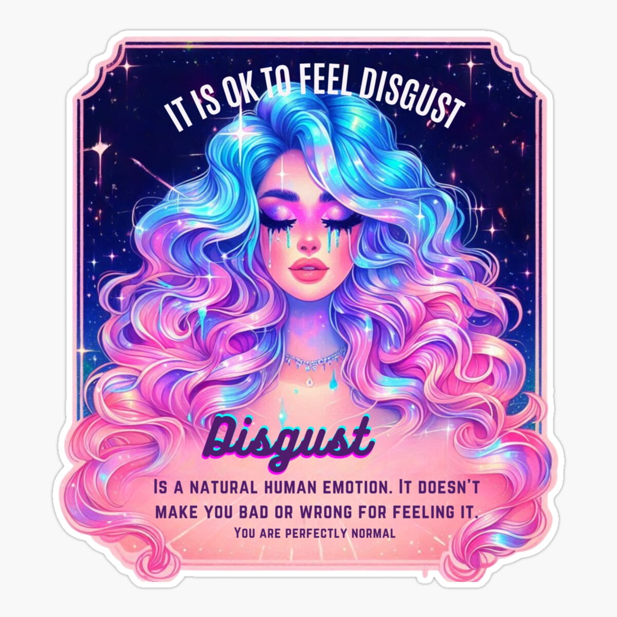 Onim Pastel Holographic Watercolor Sticker: Accepting Disgust ...