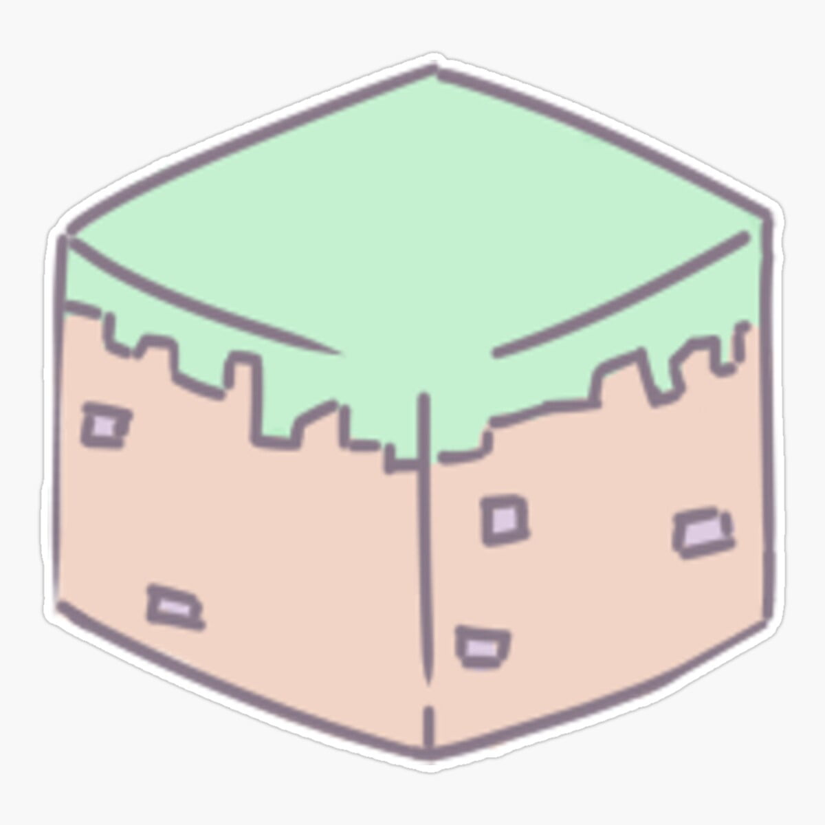 Onim Pastel Minecraft Grass Block Sticker, Phone Decal Water Bottle ...