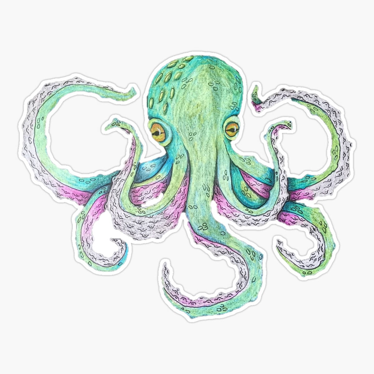 Onim Pastel Octopus Sticker, Phone Decal Water Bottle Stickers Car ...