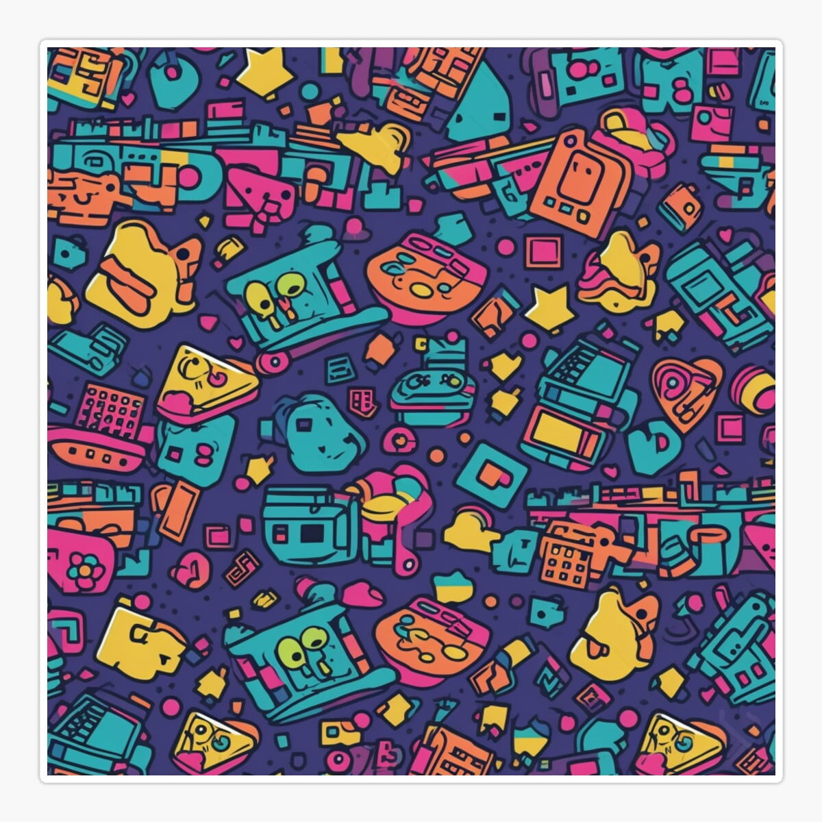 Onim Pastel Pixel Parade Sticker, Phone Decal Water Bottle Stickers Car ...