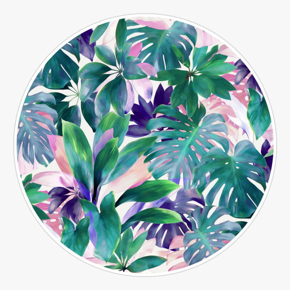 Onim Pastel Summer Tropical Emerald Jungle Sticker, Phone Decal Water ...
