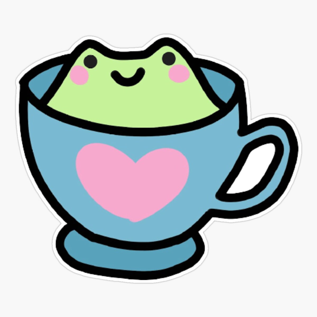 Onim Pastel Teacup Froggy Sticker, Phone Decal Water Bottle Stickers ...