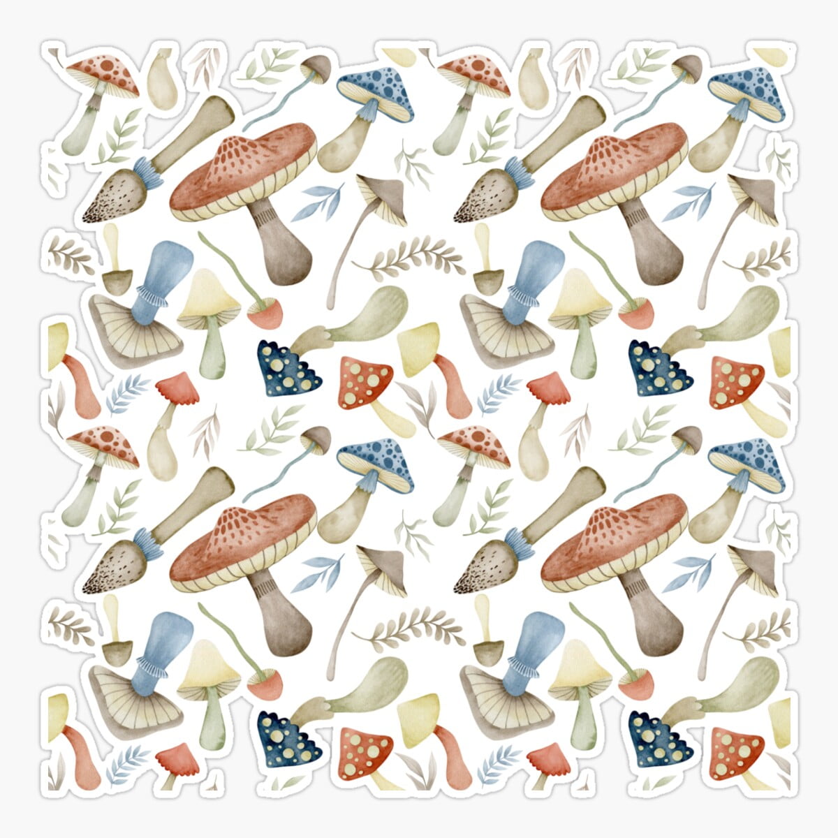 Onim Pastel Watercolour Cottagecore Mushroom Sticker, Phone Decal Water ...