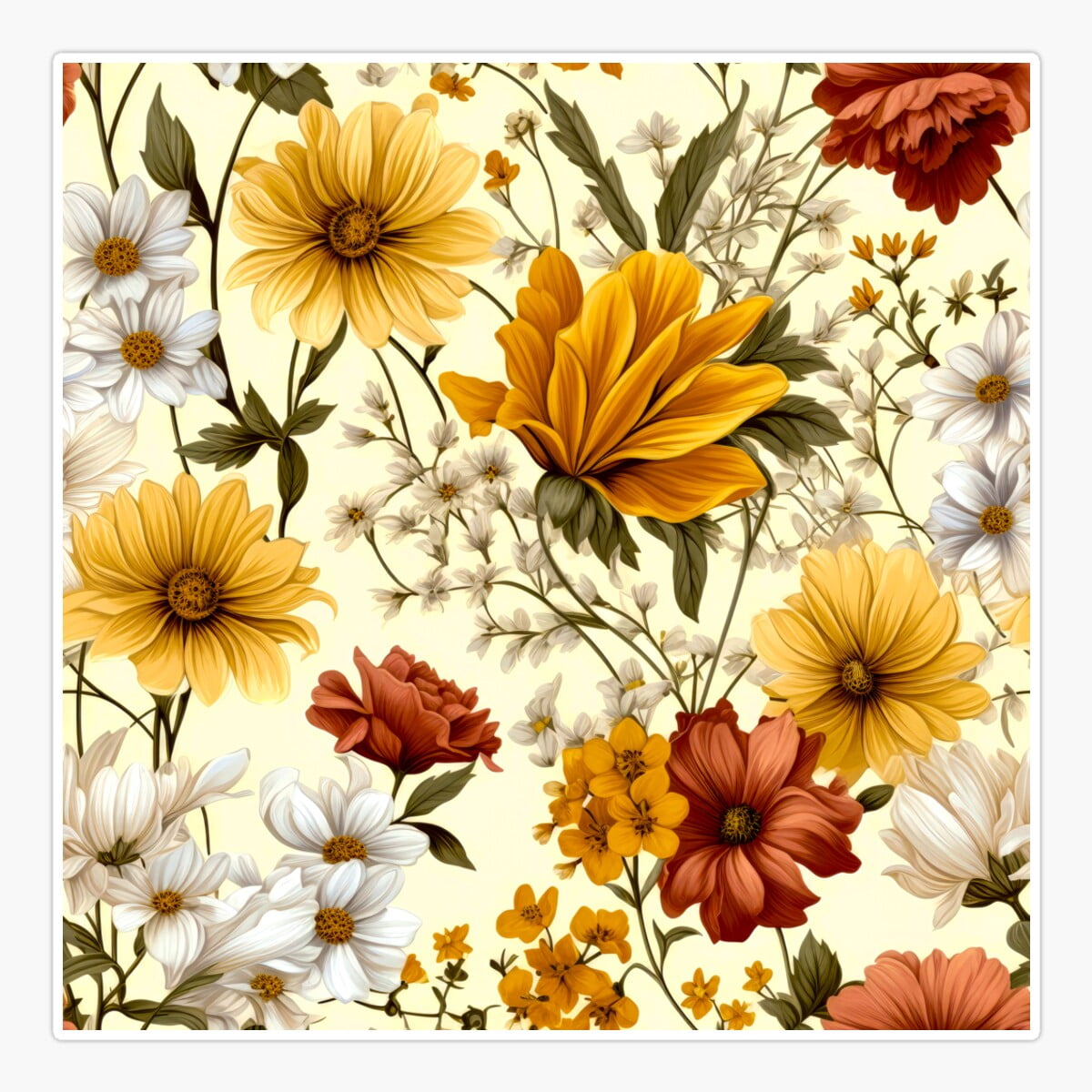 Onim Pastel Wildflowers | White, Yellow, Red Sticker, Phone Decal Water ...