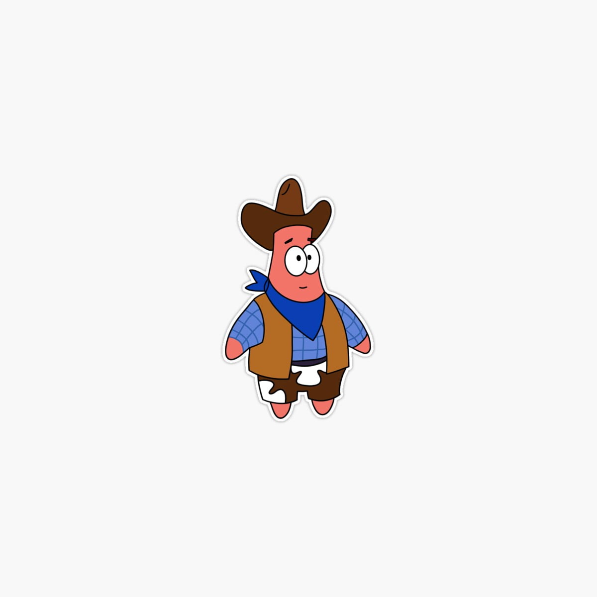 Onim Patrick Star In A Cowboy Outfit Sticker Sticker, Phone Decal Water ...